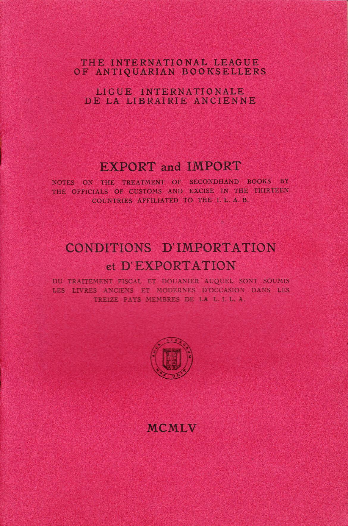 1955 ILAB Export and Import Book | International League of Antiquarian ...