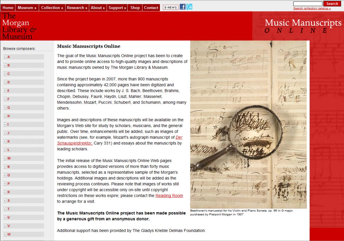 Music Manuscripts Online - The Morgan Library and Museum ...