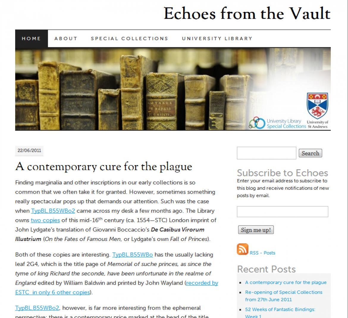 Echoes from the Vault - The University of St Andrews launches a new ...