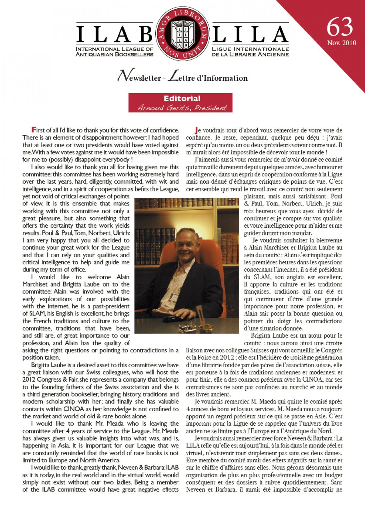 ILAB Newsletter 63 (printed) | International League of Antiquarian Booksellers (ILAB)