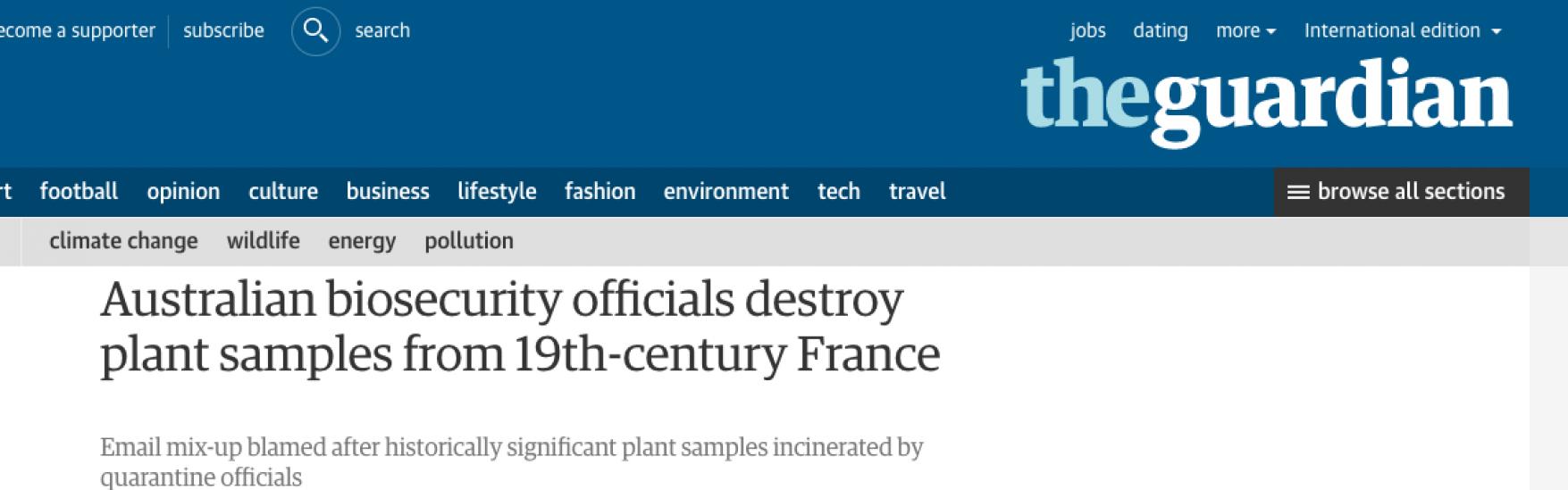 Reminder Customs - Plant Samples entering Australia | International ...