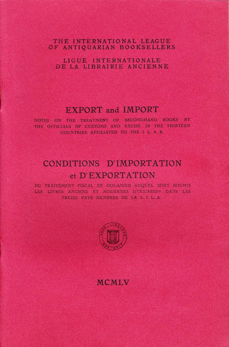 1955 ILAB Export and Import Book | International League of Antiquarian ...